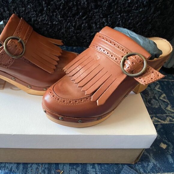 Pilcro | Shoes | Wooden Clog Mules Cognac | Poshmark